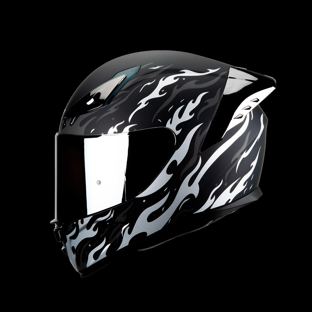 ONIX FLAME SILVER HELMET | Matte Finish – Hax Helmets US